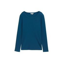 Tom Tailor Damen Basic Slim Fit Langarmshirt, blau, Uni, Gr. XXXL