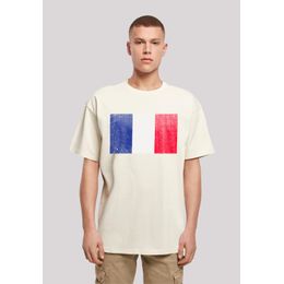F4NT4STIC Damen T-Shirt "France Frankreich Flagge distressed", beige, Gr. XS, Obermaterial: 100% Baumwolle, Shirts, Print