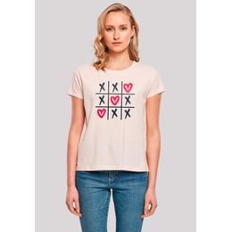 F4NT4STIC Damen T-Shirt "Valentinstag Herz Tic Tac Toe", pink, Gr. XS, Obermaterial: 100% Baumwolle, Shirts, Premium Qualit&auml;t