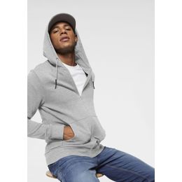 Only & Sons ONLY & SONS Herren Kapuzensweatjacke "CERES LIFE ZIP THR. HOODIE SWEAT", grau, Gr. XL, meliert, angeraute Sweatware, Obermaterial: 65% Baumwolle, 35%
