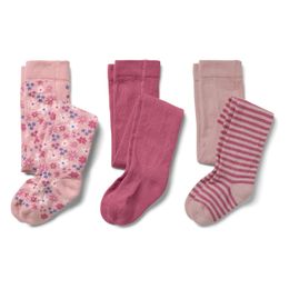 Tchibo - 3 Paar Kinder-Strumpfhosen - Gr. 98/104 - dunkelrosa/jacquard