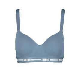 Bügelloser BH Puma "Puma WOMEN PADDED TOP 1P HANG", Damen, Gr. XS, N-Gr, blau (native blau), Obermaterial: 57% Baumwolle, 38% Modal, 5% Elasthan, BHs, mit leicht gepaddeten Cups