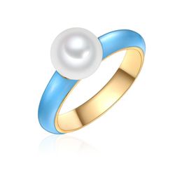 Yokoamii Ring Damen Gr&ouml;&szlig;e 56 blau / goldgelb / perlwei&szlig;