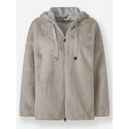 WITT Damen Fellimitatjacke mit Gummizug an &Auml;rmeln und Saum, hellgrau, Gr&ouml;&szlig;e 46