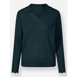 WITT Damen Polopullover mit Wellenabschluss, petrol, Gr&ouml;&szlig;e 48