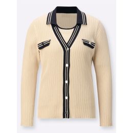 WITT Damen Twin-Set mit Kontrast-Details, sand-schwarz, Gr&ouml;&szlig;e 40