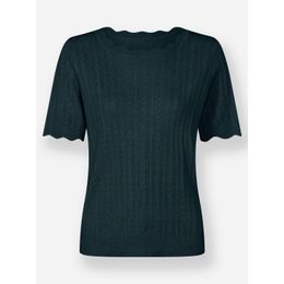 WITT Damen Kurzarmpullover im hochwertigen Garnmix, petrol, Gr&ouml;&szlig;e 52