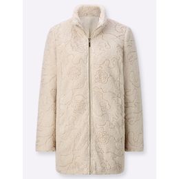 Mainpol Damen Fellimitatjacke mit Stehkragen, A-Form, sand, Gr&ouml;&szlig;e 48