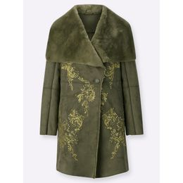 Mainpol Damen Longjacke im hochwertigen Material-Mix, khaki, Gr&ouml;&szlig;e 36