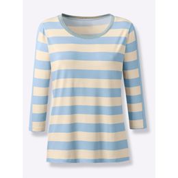 Heine Witt Damen 3/4-Arm-Shirt mit Glitzergarn-Details, eisblau-elfenbein-geringelt, Gr&ouml;&szlig;e 38