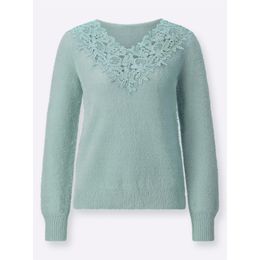 WITT Damen Langarm-Pullover in Flauschgarn, kalkmint, Gr&ouml;&szlig;e 40