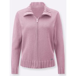WITT Damen Strickjacke mit Umlegekragen, ros&eacute;, Gr&ouml;&szlig;e 38