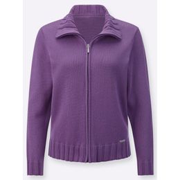 WITT Damen Strickjacke mit Umlegekragen, lila, Gr&ouml;&szlig;e 38