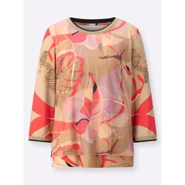 WITT Damen 3/4-Arm-Shirt mit Folien-Druck, beige-apricot-bedruckt, Gr&ouml;&szlig;e 40