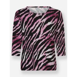 WITT Damen Print-Shirt im Animal-Dessin, schwarz-burgund-bedruckt, Gr&ouml;&szlig;e 36