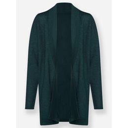 WITT Damen Longstrickjacke mit Glanzgarn, petrol, Gr&ouml;&szlig;e 54