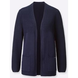 WITT Damen Strickjacke in langer, offener Form, marine, Gr&ouml;&szlig;e 36