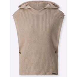 WITT Damen Kapuzenpullover in Poncho-Optik, sesam, Gr&ouml;&szlig;e 52
