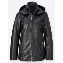 Mainpol Damen Lederjacke mit hochwertigem Viskose-Futter, schwarz, Gr&ouml;&szlig;e 46