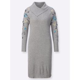 WITT Damen Strickkleid, steingrau-meliert, Gr&ouml;&szlig;e 40