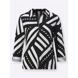 WITT Damen Poloshirt mit Krempel-&Auml;rmel, bordeaux-wei&szlig;-bedruckt, Gr&ouml;&szlig;e 40