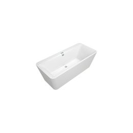 Villeroy & Boch V&B Rechteck-Badewanne Squaro Edge 12 Duo 180x80cm, Abl mitt., freist., m Sch., we ; Villeroy & Boch (UBQ180SQE7PDV-01)