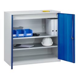 C+P Stahl-Flügeltürenschrank Serie 89, H1000xB100xT500mm, 7035/5010 ; C + P Möbelsysteme (88210-00|S10002)