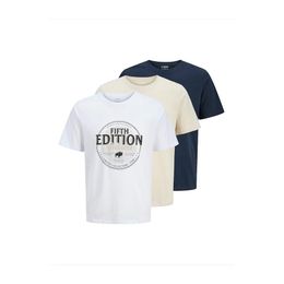 JJ Rebel T-Shirt 'JREBLASSE' Herren Gr&ouml;&szlig;e XS beige / navy / wei&szlig;