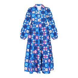 Ebeeza Kleid Damen Gr&ouml;&szlig;e 42 blau / hellblau / lila / wei&szlig; Winterkleid