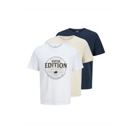 Jj Rebel T-Shirt 'JREBLASSE' Herren Gr&ouml;&szlig;e XS beige / navy / wei&szlig;