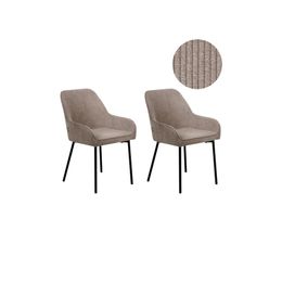 Beliani 2er-Set Esszimmerstuhl LOVERNA in Beige/Schwarz | Gr.: onesize