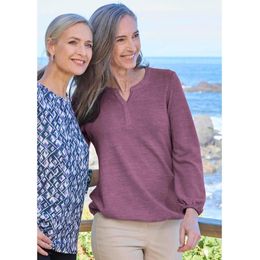 GOLDNER Elegante Bluse mit Zierblende, Rundhals in beere | Gr.: 40