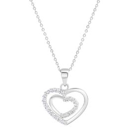 Firetti Kette mit Anhänger »Schmuck Geschenk Silber 925 Halsschmuck Halskette Ankerkette Herz« mit Zirkonia (synth.) silberfarben-kristallweiß...