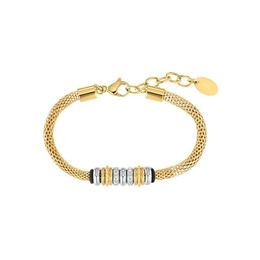 s.Oliver Armband »2036836« mit Zirkonia (synth.) gelbgoldfarben-weiß-schwarz + weiß 21 cm Damen Armband aus modischem Mesh-Gewebe der Marke s.Oliver
