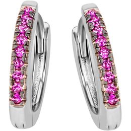 Firetti Paar Creolen »Schmuck Geschenk Silber 925 Ohrschmuck Ohrringe« mit Zirkonia (synth.) silberfarben-schwarz-pink + pink Creolen mit dem...