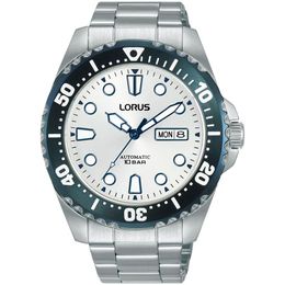Lorus Automatikuhr &raquo;Sports&laquo; Armbanduhr, Herrenuhr, Mechanische Uhr, Edelstahlarmband, analog silberfarben-wei&szlig; Modische Automatikuhr f&uuml;r Herren