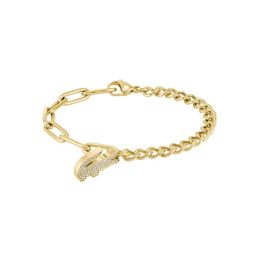 Lacoste Armband &raquo;Schmuck Edelstahl Armband Ankerkette CROCODILE&laquo; mit Glasstein gelbgoldfarben-kristallwei&szlig; + kristallwei&szlig; 20,5 cm Moderner...
