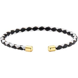 ANISTON JEWELRY & WATCHES Armspange »Schmuck Geschenk Armspange Leder schwarz/weiß Edelstahl« gelbgoldfarben-schwarz-weiß 16 cm Modische Armspange...