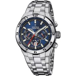 Festina Chronograph »Chrono Bike 2024« Armbanduhr, Quarzuhr, Herrenuhr, Stoppfunktion, Edelstahlarmband silberfarben-dunkelblau Imposanter...