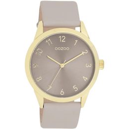 Oozoo Quarzuhr Armbanduhr, Damenuhr, Herrenuhr, Lederarmband, analog taupe-braun Zeitlos sch&ouml;ne Armbanduhr f&uuml;r Sie & Ihn