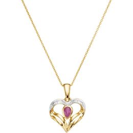 Firetti Kette mit Anhänger »Schmuck Geschenk Gold 375 Halsschmuck Halskette Goldkette Herz« mit Rubin gelbgoldfarben-weißgoldfarben-rot Die Kette...