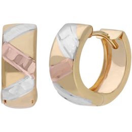 Firetti Paar Creolen »Schmuck Geschenk Gold 375 Ohrschmuck Ohrringe tricolor« gelbgoldfarben-weißgoldfarben-roségoldfarben 13 mm Elegante Creolen...
