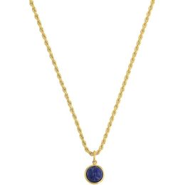Amor Kette mit Anhänger »Kugel, Kordelkettengliederung, 2038278« mit Lapislazuli gelbgoldfarben-blau Stilvolle Halskette mit Anhänger für Damen der...