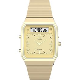 Timex Quarzuhr »REISSUE« Armbanduhr, Herrenuhr, Damenuhr, digital, Edelstahlarmband goldfarben Klassisch schöne Armbanduhr für Sie & Ihn