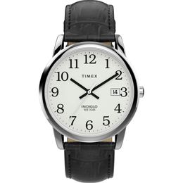 Timex Quarzuhr »EASY READER CLASSIC« Armbanduhr, Herrenuhr, Damenuhr, Lederarmband, Datum schwarz Edle Armbanduhr für Sie & Ihn