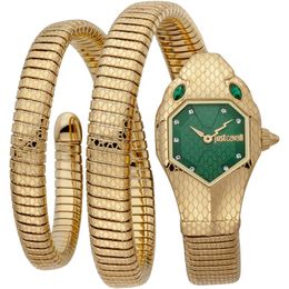 JUST cavalli time Quarzuhr »Serpente doppio« Damenuhr, Armbanduhr, Edelstahlarmband goldfarben Verführerische Damenarmbanduhr