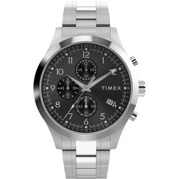 Timex Chronograph »DRESS CHRONO« Quarzuhr, Armbanduhr, Herrenuhr, Edelstahlarmband, Stoppfunktion, Tag silberfarben Stilsicherer Chronograph für...