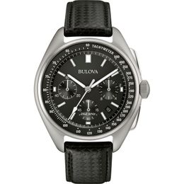 Bulova Chronograph »Lunar Pilot« Quarzuhr, Armbanduhr, Herrenuhr, Lederarmband, analog, Tag schwarz Exquisiter Herrenchronograph