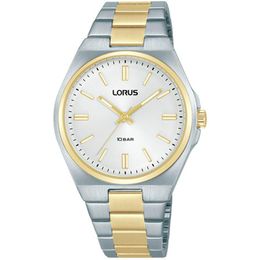 Lorus Quarzuhr Armbanduhr, Damenuhr, Edelstahlarmband, analog, Leuchtindizes silbergoldfarben-weiß Zauberhafte Armbanduhr für Damen
