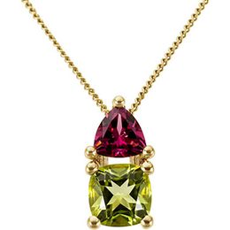 Firetti Kettenanhänger »Schmuck Geschenk Gold 333 Halsschmuck Anhänger Edelstein Dreieck Rund« () mit Peridot, Rhodolith gelbgoldfarben-grün-pink +...
